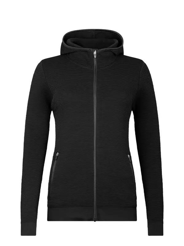 NEWLAND Full Zip Technical Fabric Hooded Jacket - Black