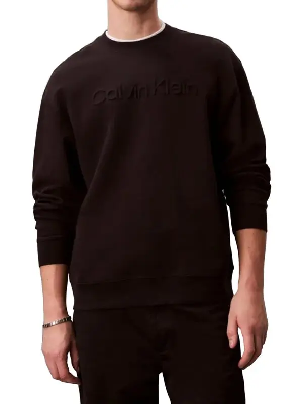 Calvin Klein Debossed Logo Crewneck Sweatshirt - Black