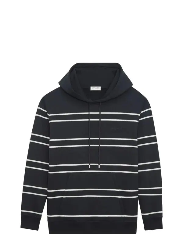Saint Laurent Hooded Sweatshirt With Stripes - Black