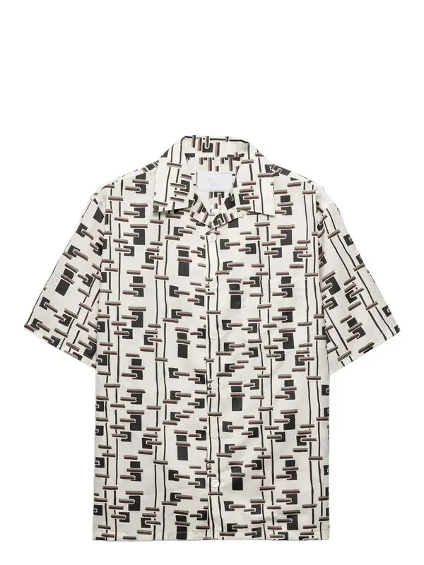 Prada Printed Cotton Blend Bowling Shirt - Beige