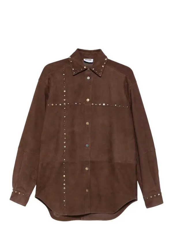 Moschino Embellished Suede Shirt - Brown