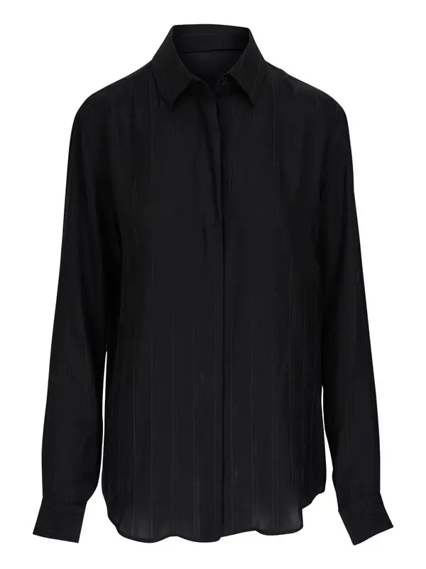 Saint Laurent Cassandre Shirt In Organic Silk - Black