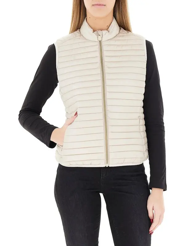 SAVE THE DUCK Arabella Zip-up Quilted Vest - Beige