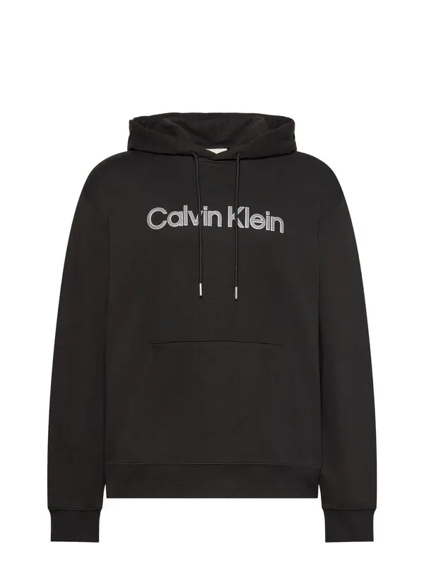 Calvin Klein Terry Hoodie With Adjustable Hood - Black
