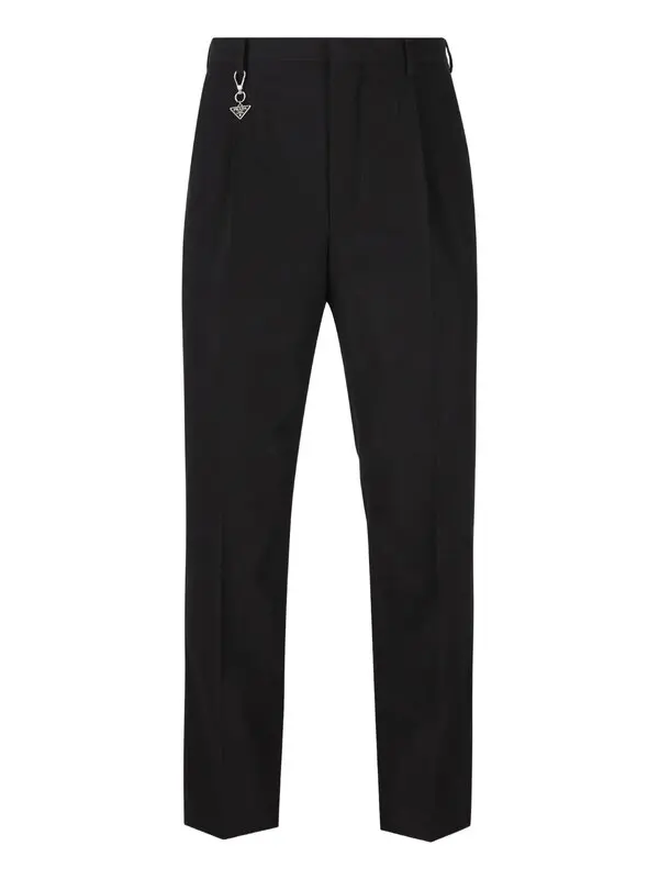 Prada Tailored Trousers With Emblematic Charm - Black