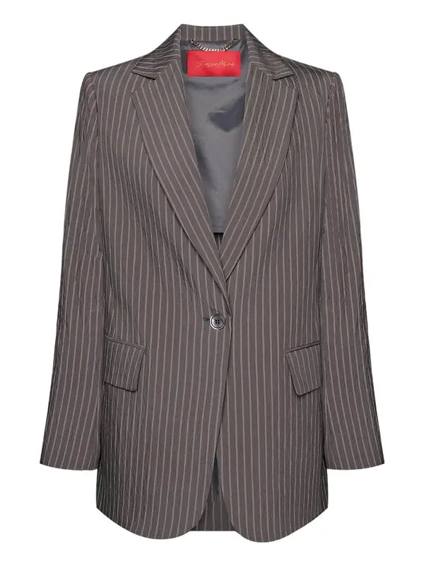 ELENA MIRO` Single Breasted Striped Blazer - Gray