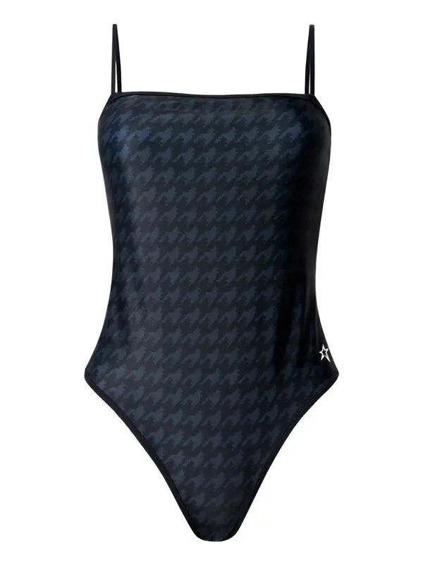 Perfect Moment One Piece Swimsuit With Houndstooth Print - Black