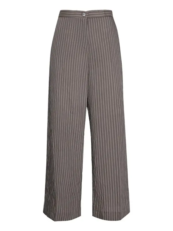 ELENA MIRO` Cropped Striped Trousers - Gray