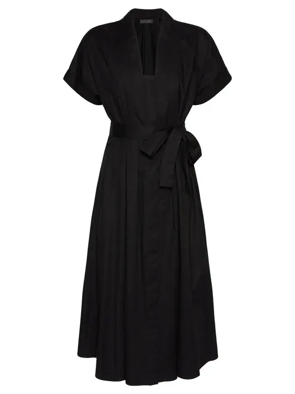 ELENA MIRO` Midi Dress With Belted Waist - Black