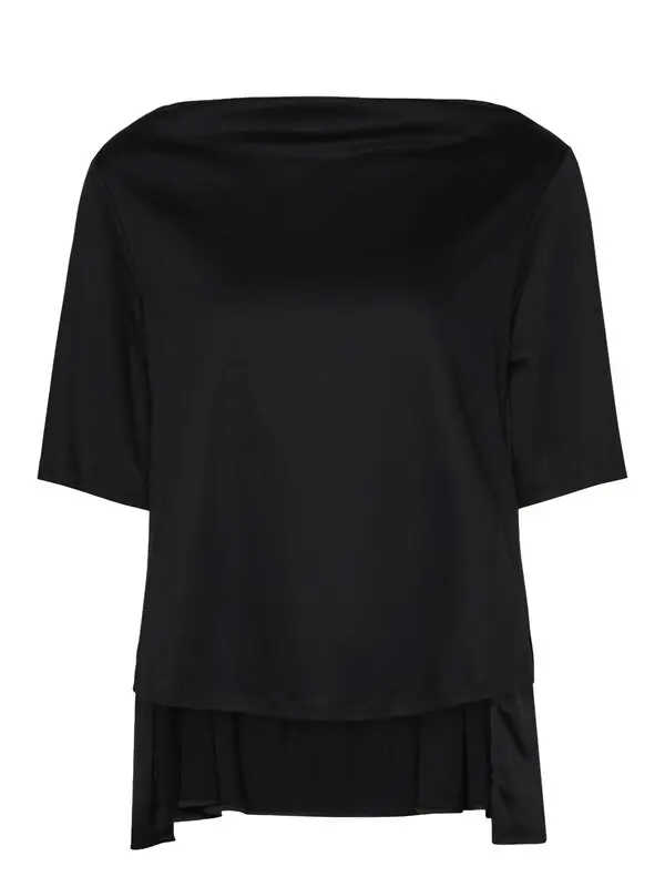 ELENA MIRO` Pleated Hem Blouse - Black