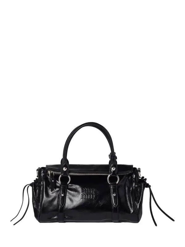 Miu Miu Shiny Leather Handheld Bag - Black