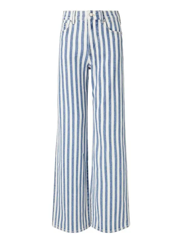 Veronica Beard Taylor Striped High-rise Wide-leg Jeans - Blue
