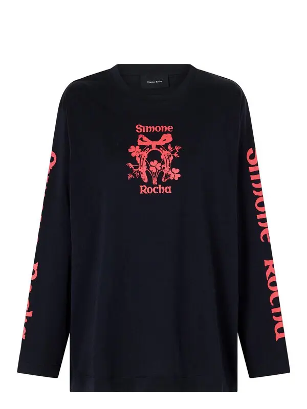 Simone Rocha Coming Up Roses" Printed Cotton T-shirt - Black