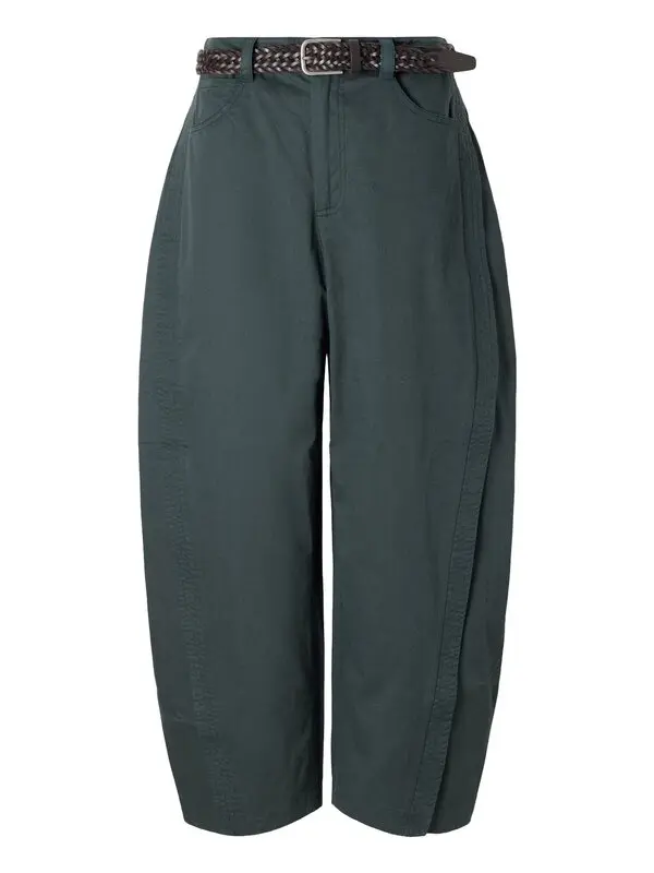 Sea Odessa Belted Cotton Wide-leg Pants - Green