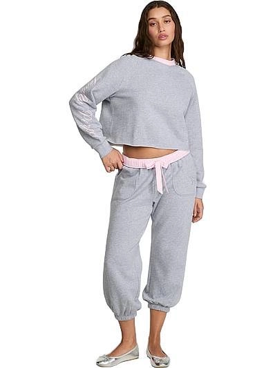 Pink Elle Campus Fleece Capri Sweatpants - Grey