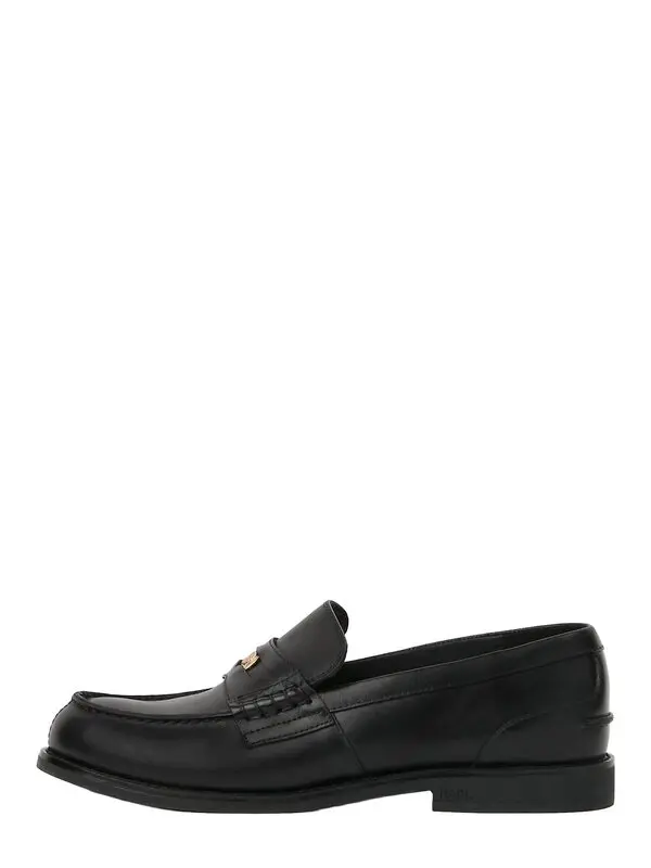 Karl Lagerfeld Leather Penny Loafers - Black