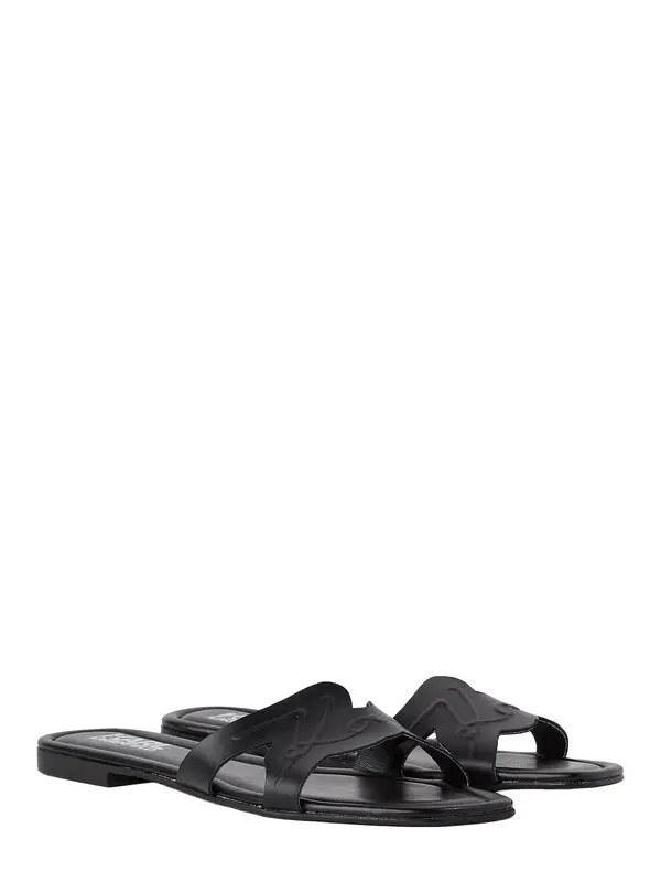 Karl Lagerfeld Brio Signature Cut-out Flat Sandals - Black