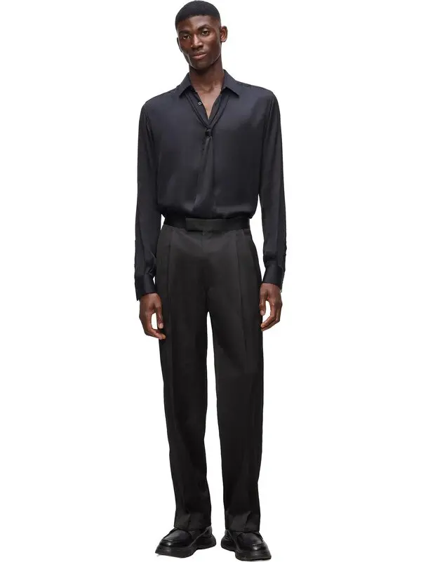 Karl Lagerfeld Studio Satin Detail Wool Blend Pants - Black