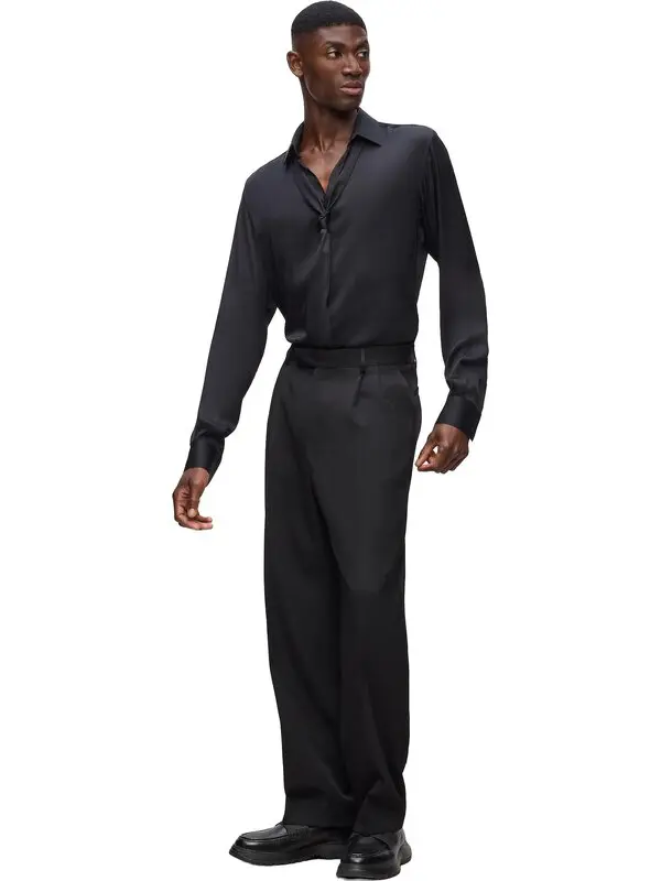 Karl Lagerfeld Wool Barrel-leg Tailored Trousers - Black