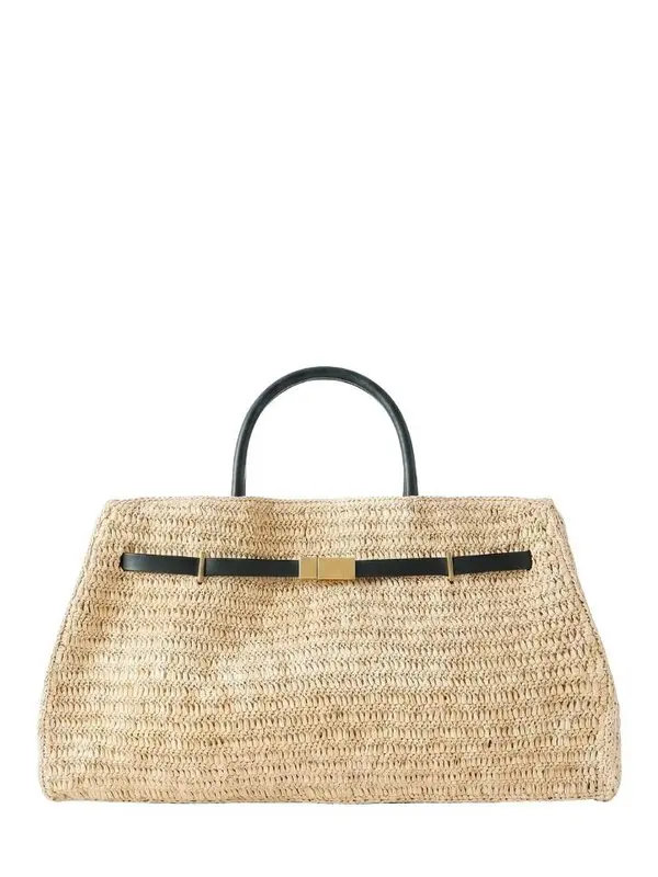 DEMELLIER Raffia Tote With Leather Trim - Neutrals