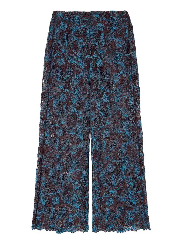 ALEMAIS Francine Lace Wide-leg Pants - Brown