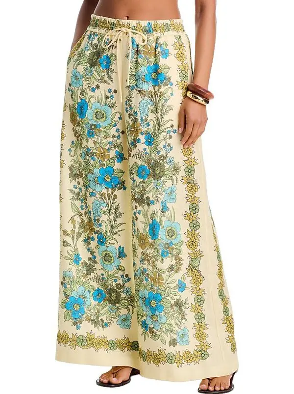 ALEMAIS Sophia Wide Leg Printed Linen Pants - Multi