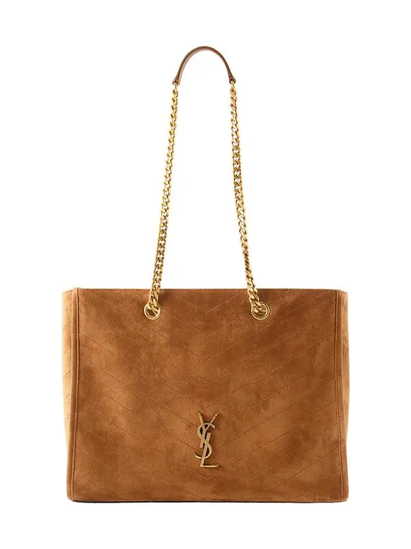 Saint Laurent Niki Shopper Quilted Suede Shoulder Bag - Brown