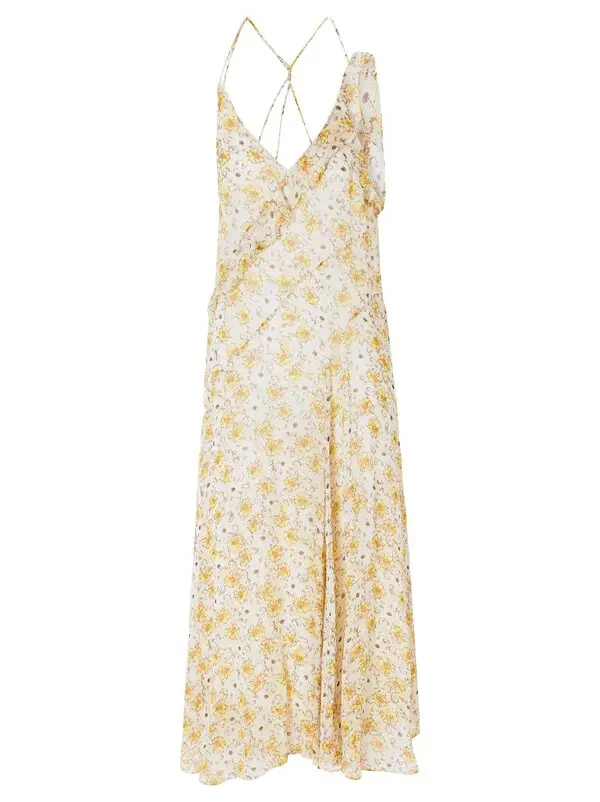 MARANT ETOILE Luxie Ruffled Floral Chiffon Maxi Dress - Yellow