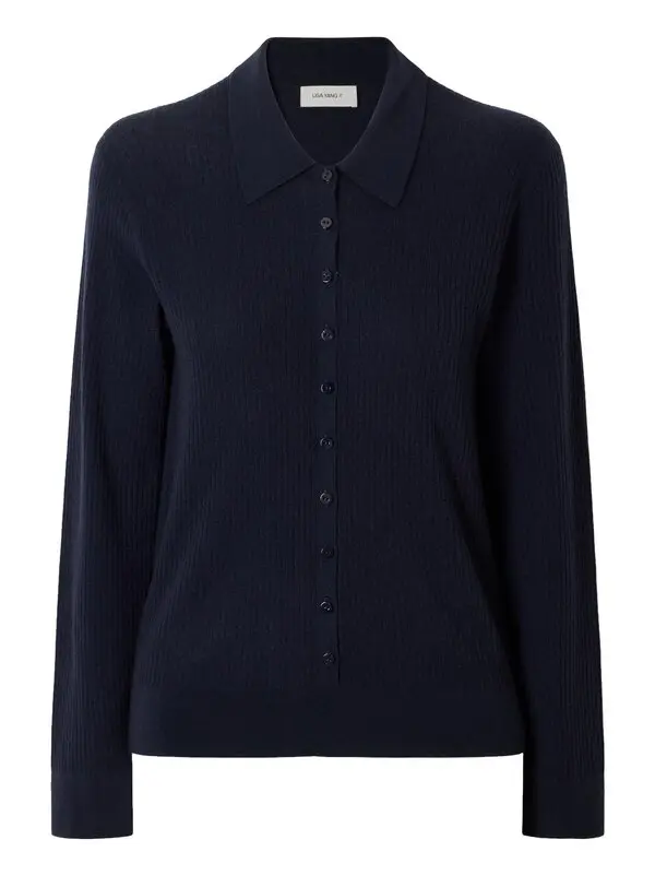 LISA YANG Agata Ribbed Cashmere Cardigan - Blue