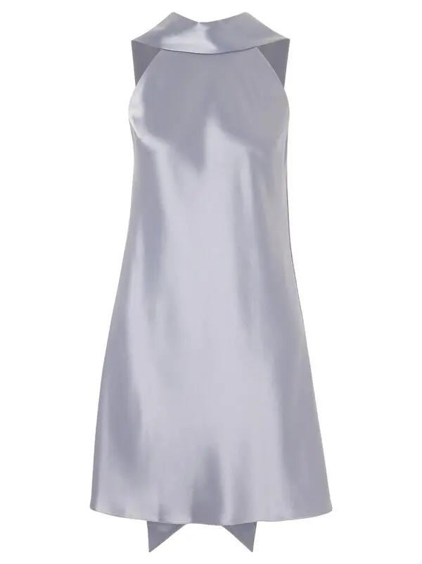 Galvan Siena Satin Halterneck Mini Dress - Blue