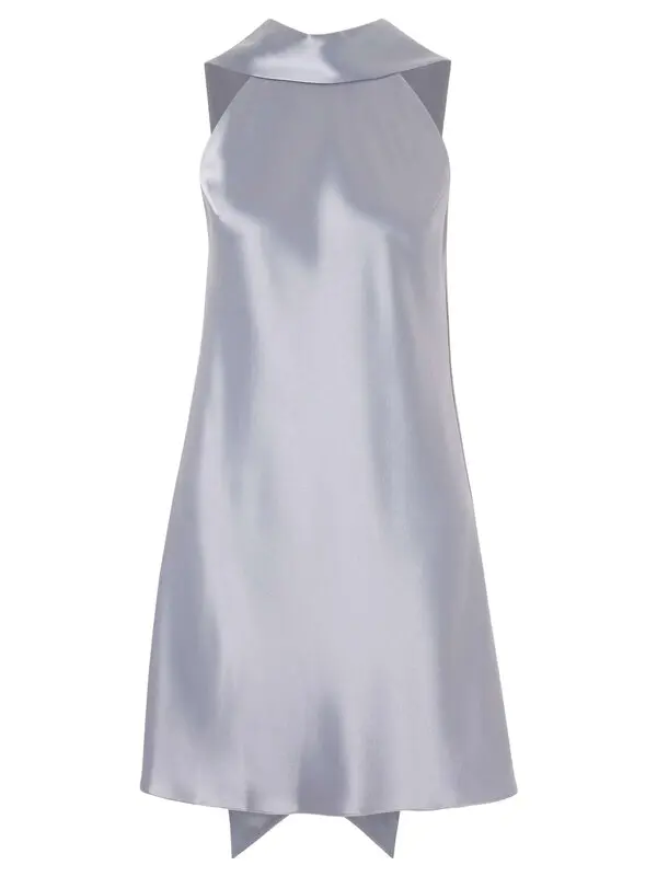 Galvan Siena Satin Halterneck Mini Dress - Light Blue