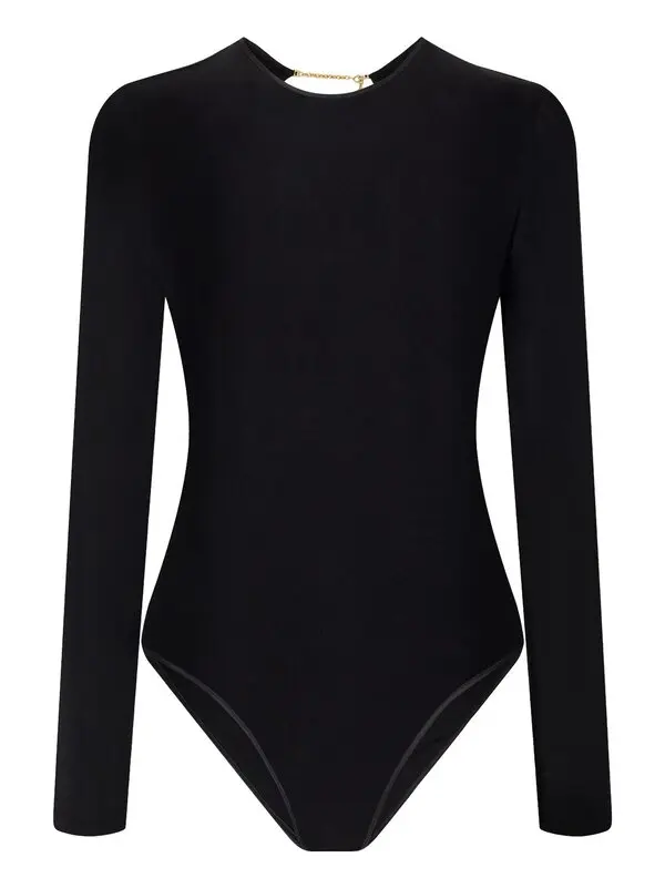Saint Laurent Open-back Jersey Bodysuit - Black