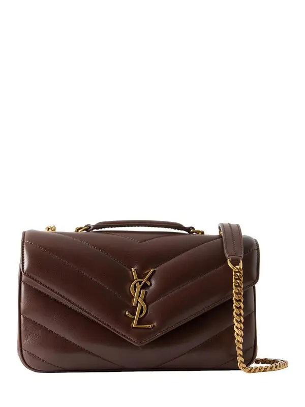 Saint Laurent Loulou Cassandre Embellished Leather Shoulder Bag - Brown