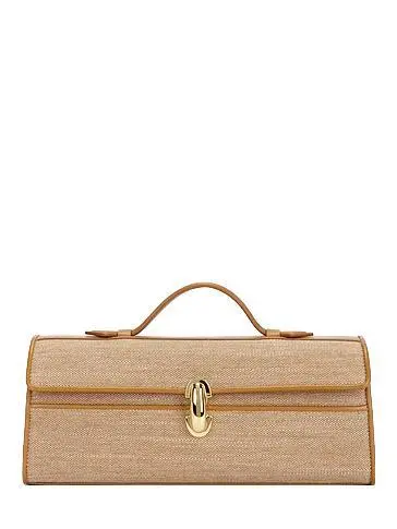 Savette Slim Symmetry Canvas Pochette Bag - Saddle