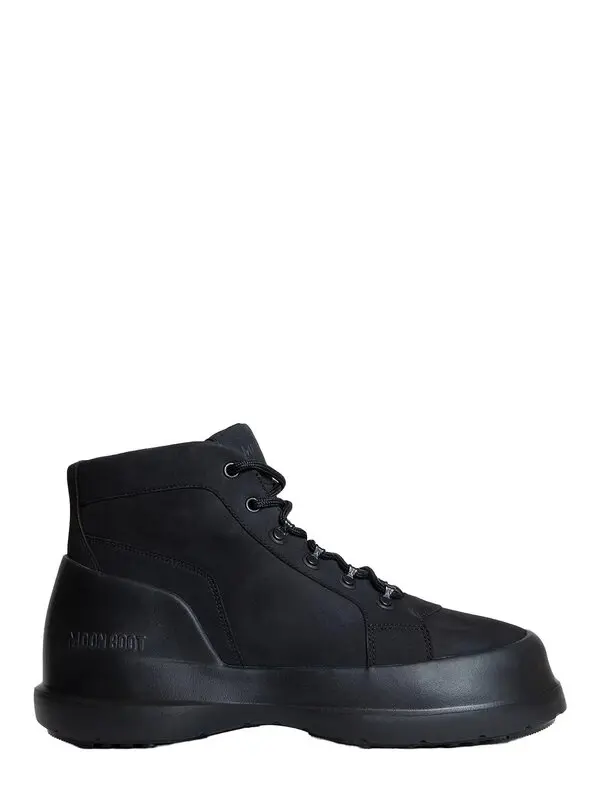 Moon Boot Water Repellent Nubuck Lace-up Boots - Black