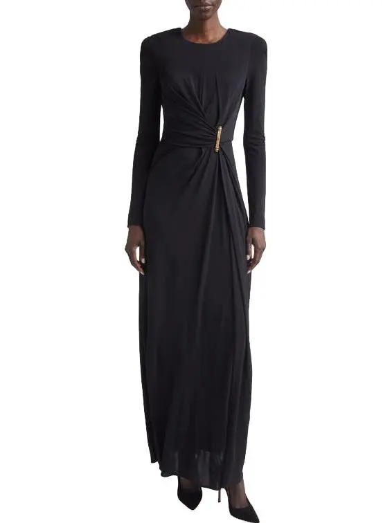 St. John Dominique Matte Crepe Jersey Gown - Black