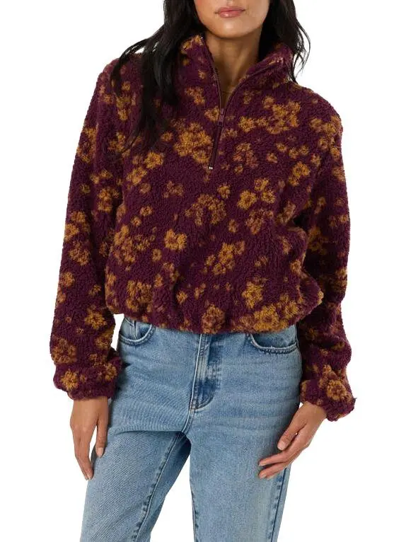 O'Neill Kacey High Pile Floral Half Zip Jacket - Fig