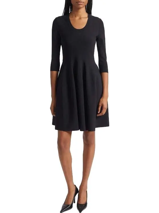 Stella McCartney Milano Stitch Fit & Flare Sweater Dress - Black