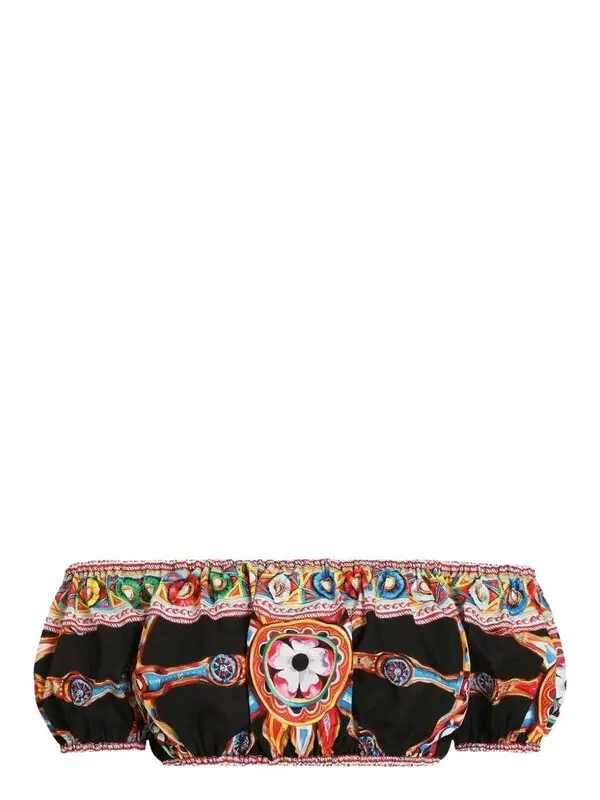 Dolce & Gabbana Poplin Top With Carretto Print - Multicolor