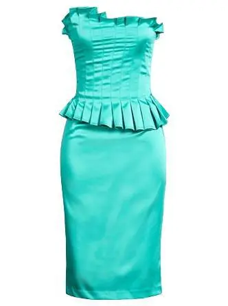 BABYLON Midi Dress Turquoise Polyester, Elastane - Blue