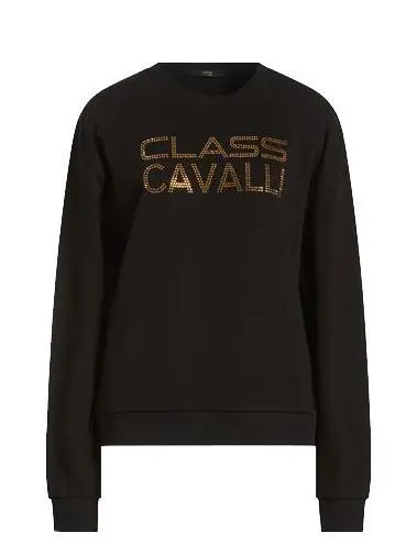 Roberto Cavalli Cotton Sweatshirt With Metal Applications - Black