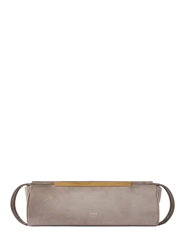 Khaite Donna Suede Clutch - Gray