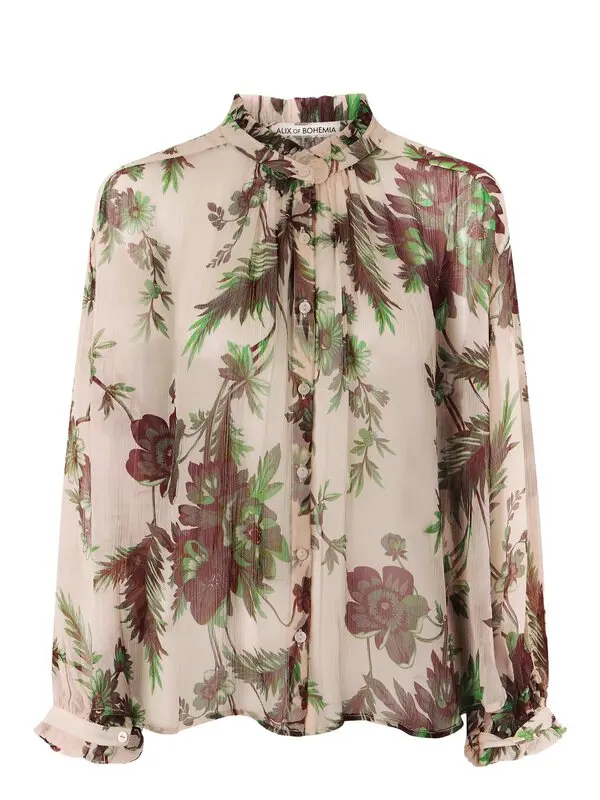 Alix Of Bohemia Floral-print Chiffon Blouse - Neutrals
