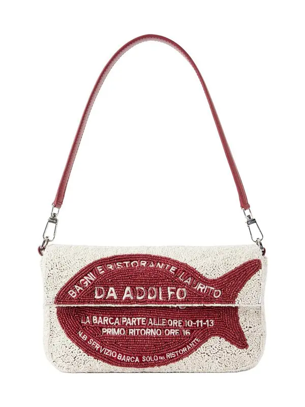 Staud Da Adolfo Timmy Beaded Shoulder Bag - Red
