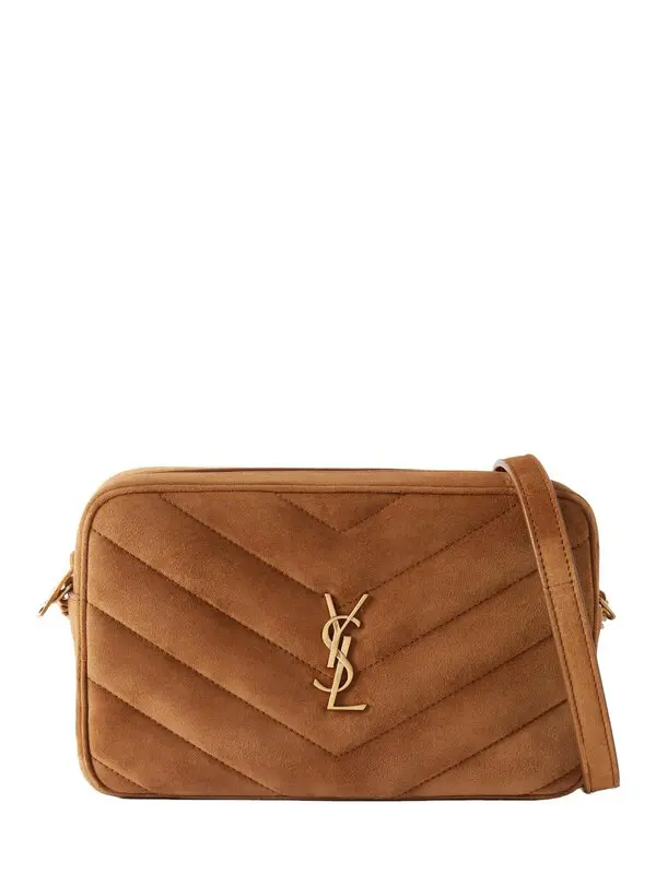 Saint Laurent Loulou Cassandra-embellished Suede Shoulder Bag - Brown