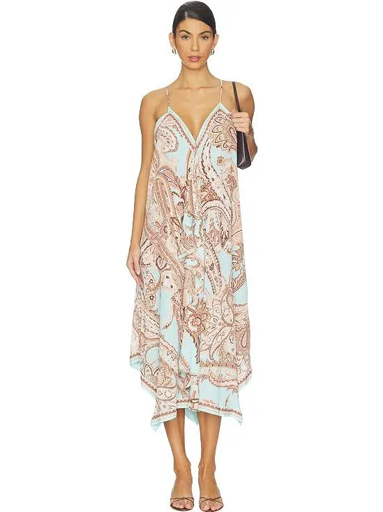 L'Agence Elise Midi Dress - Ice Blue Multi