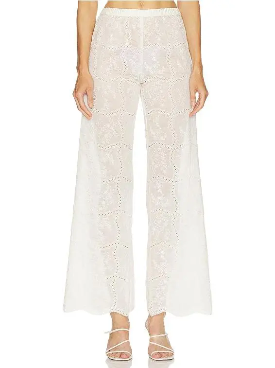Amanda Uprichard Mariko Lace Pants In Ivory - Eggshell