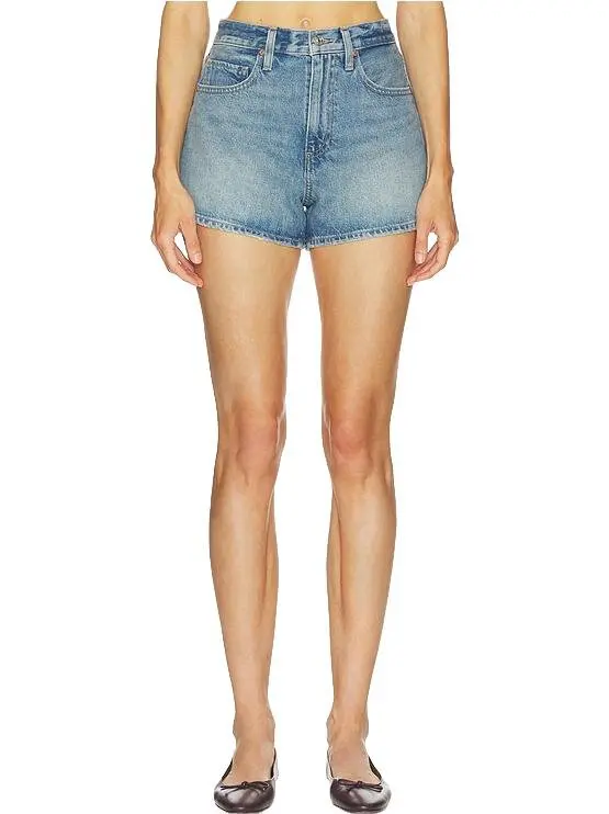 Paige Isa High-rise Denim Shorts - Mariners