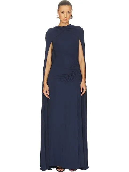 Simkhai Navy Cape Gown - Midnight