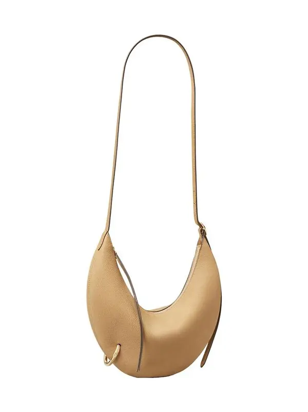Tory Burch Pierced Nubuck Leather Crossbody Bag - Stone